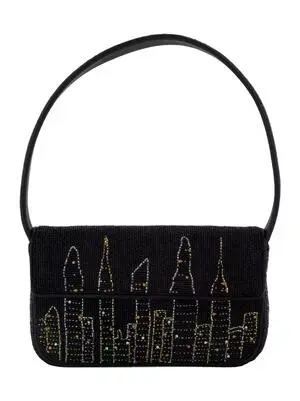 Staud Tommy Beaded Skyline Shoulder Bag - Black