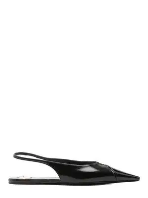 Saint Laurent Babylone Slingback Pointed-toe Flats - Black