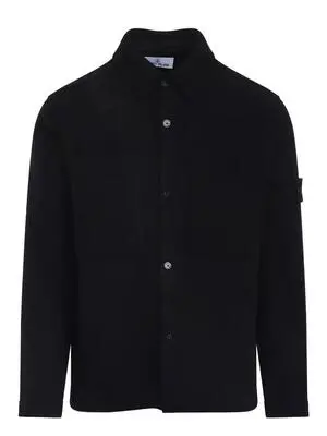 Stone Island Patch-pocket Wool Shirt - Black