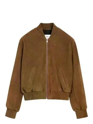 Ami De Coeur Leather Zipped Jacket - Brown