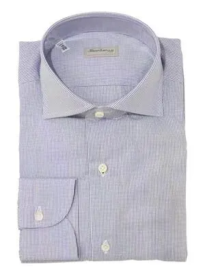 SARTORIO NAPOLI Micro-check Cotton Shirt - Blue