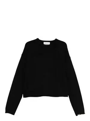 EXTREME CASHMERE X Crew-neck Cropped Sweater - Black