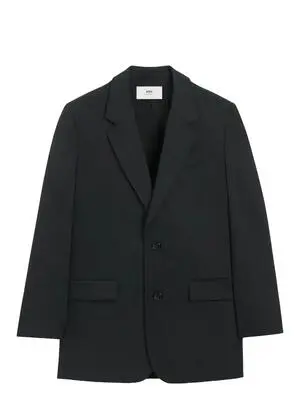 Ami Double-breasted Wool Jacket - Black