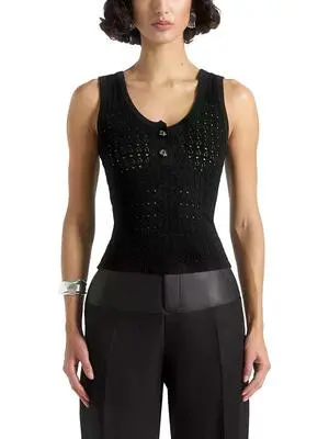 Manière De Voir Nora Knot-button Pointelle Knitted Vest - Black
