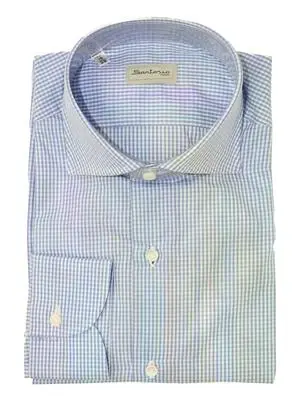 SARTORIO NAPOLI Gingham-pattern Cotton Shirt - Blue