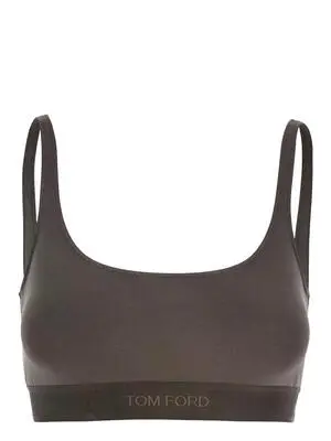 TOM FORD Logo-jacquard Bralette - Brown