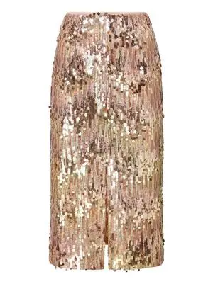 GENNY Sequin-embellished Midi Skirt - Gold