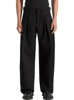 Manière De Voir Lior Box-pleat Wide-leg Trousers - Black