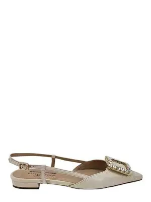 MADISON.MAISON Embellished Slingback Flat Pumps - Neutrals