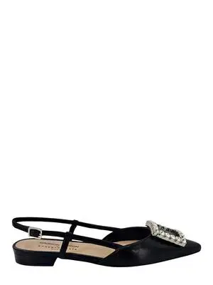 MADISON.MAISON Embellished Slingback Flat Pumps - Black