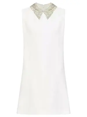 Versace Embellished-collar Sleeveless Mini Dress - Neutrals