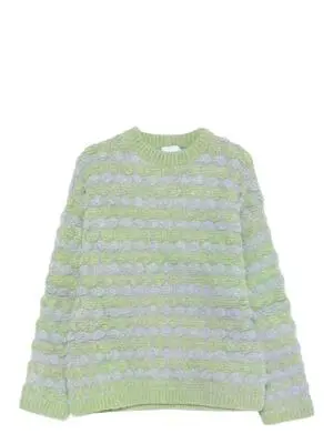 BONSAI Textured Striped Crew-neck Sweater - Green