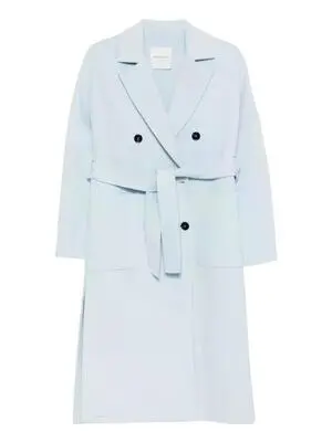 ERMANNO FIRENZE Belted Double-breasted Coat - Blue
