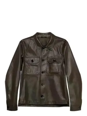 TOM FORD Leather Overshirt - Brown