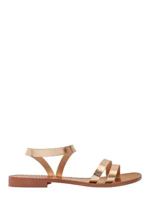 SOMMET Metallic Leather Ankle-strap Sandals - Gold