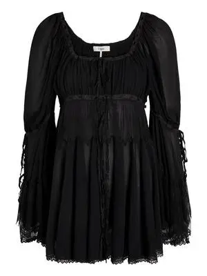 Chloé Lace-embellished Silk-chiffon Blouse - Black