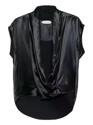 Alberta Ferretti Satin-effect Twist Blouse - Black