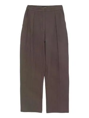 Emporio Armani Chevron-motif Pleated Straight Trousers - Brown