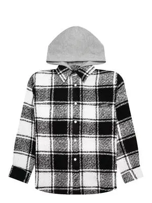 NAHMIAS Checked Flannel Hooded Jacket - Black