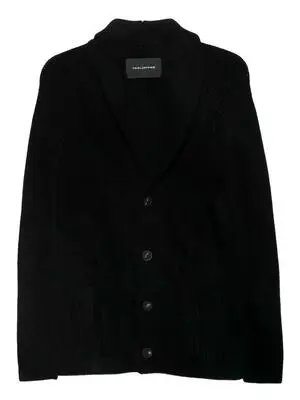 Tagliatore Shawl-collar Ribbed Cardigan - Black