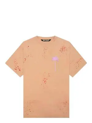 Palm Angels Palm-tree Paint-splatter T-shirt - Orange