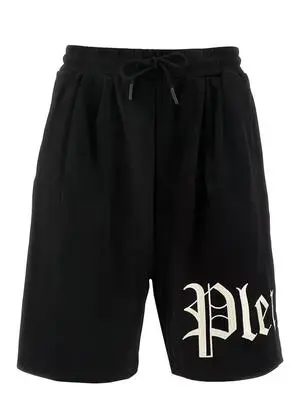PLEASURES Logo-print Drawstring Shorts - Black