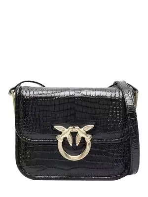 Pinko Crocodile-embossed Leather Cross Body Bag - Black