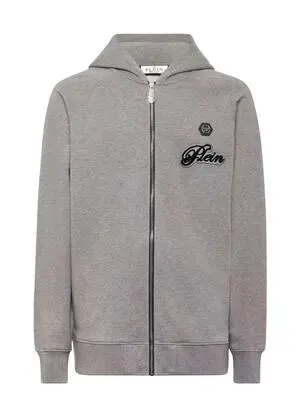 Philipp Plein Logo-patch Zip-up Hoodie - Grey