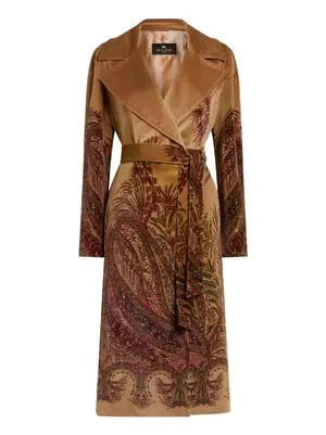 Etro Paisley-print Velvet Coat - Brown
