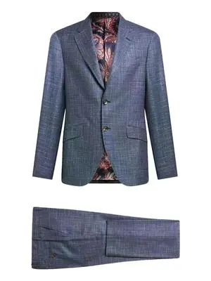 Etro Checked Wool Suit - Blue