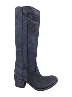 MADISON.MAISON 57mm Washed-effect Leather High Boots - Blue