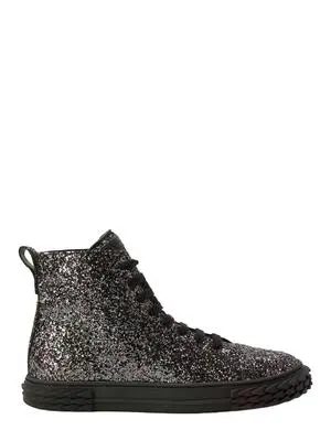 GIUSEPPE ZANOTTI Glitter High-top Sneakers - Silver