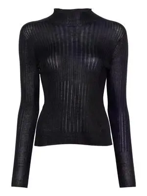 Peserico Ribbed Mock-neck Top - Blue