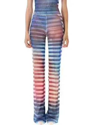 Jean Paul Gaultier Air Stripe Mesh Trousers - Blue