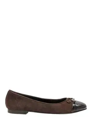 Tory Burch Cap-toe Suede Ballet Flats - Brown