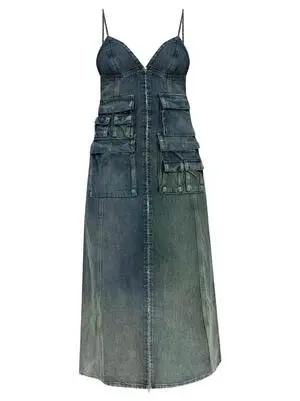 DIESEL Zip-up Denim Midi Dress - Blue