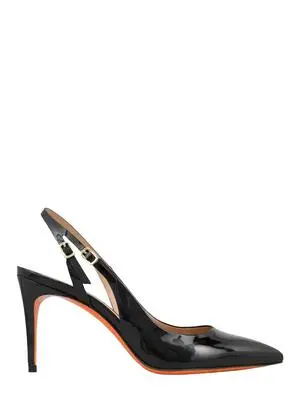 Santoni Slingback Leather Heeled Pumps - Black