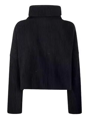 NUUR Ribbed Merino Wool Turtleneck Sweater - Black