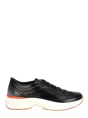 Santoni Perforated Leather Low-top Sneakers - Black