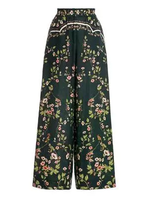 Agua Bendita Floral-print Trousers - Green