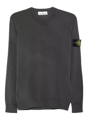 Stone Island Compass-badge Crew-neck Sweater - Grey