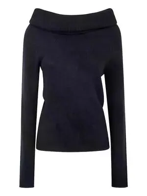 NUUR Cowl-neck Ribbed Sweater - Black