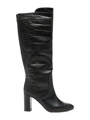 Chie Mihara 85mm Crocodile-embossed Knee-high Boots - Black