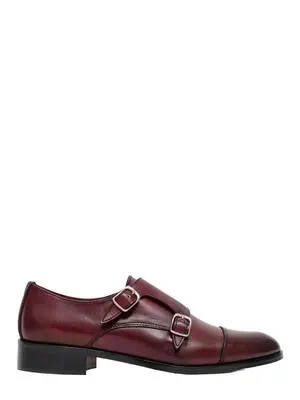 SOMMET Calf Leather Double-buckle Oxford Shoes - Red