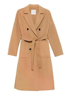 ERMANNO FIRENZE Belted Double-breasted Coat - Neutrals