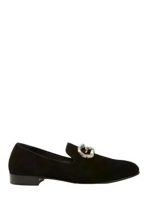 GIUSEPPE ZANOTTI Logo-plaque Suede Loafers - Black