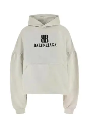 Balenciaga Balloon-sleeve Logo Hoodie - Neutrals