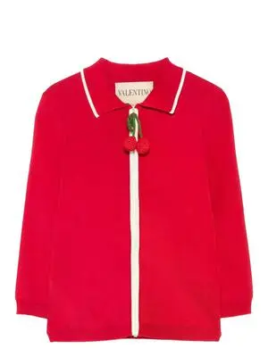 Valentino Garavani Cherry-detail Zip-up Cardigan - Red
