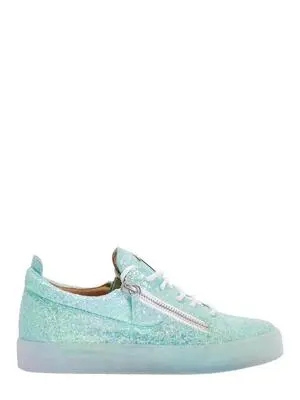 GIUSEPPE ZANOTTI Zip-detail Glitter Sneakers - Blue