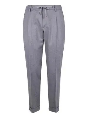 BARBA NAPOLI Pleated Drawstring Trousers - Grey